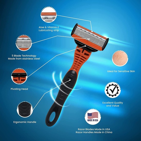 Vaylor | Grooming | Vaylor 5 Blade Mens Shaving Razors Pack Compare To Gillette Schick Bic ...